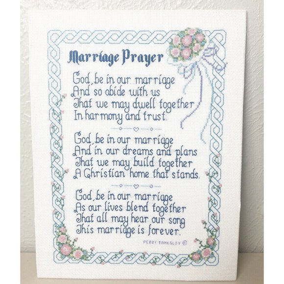Wall Decor | Vtg Marriage Prayerperry Tanksleyfinished Crostitch Puece ...